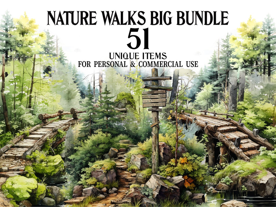 Fall Wildlife Nature Walks Clipart Big Bundle 52 Watercolor Autumn ...