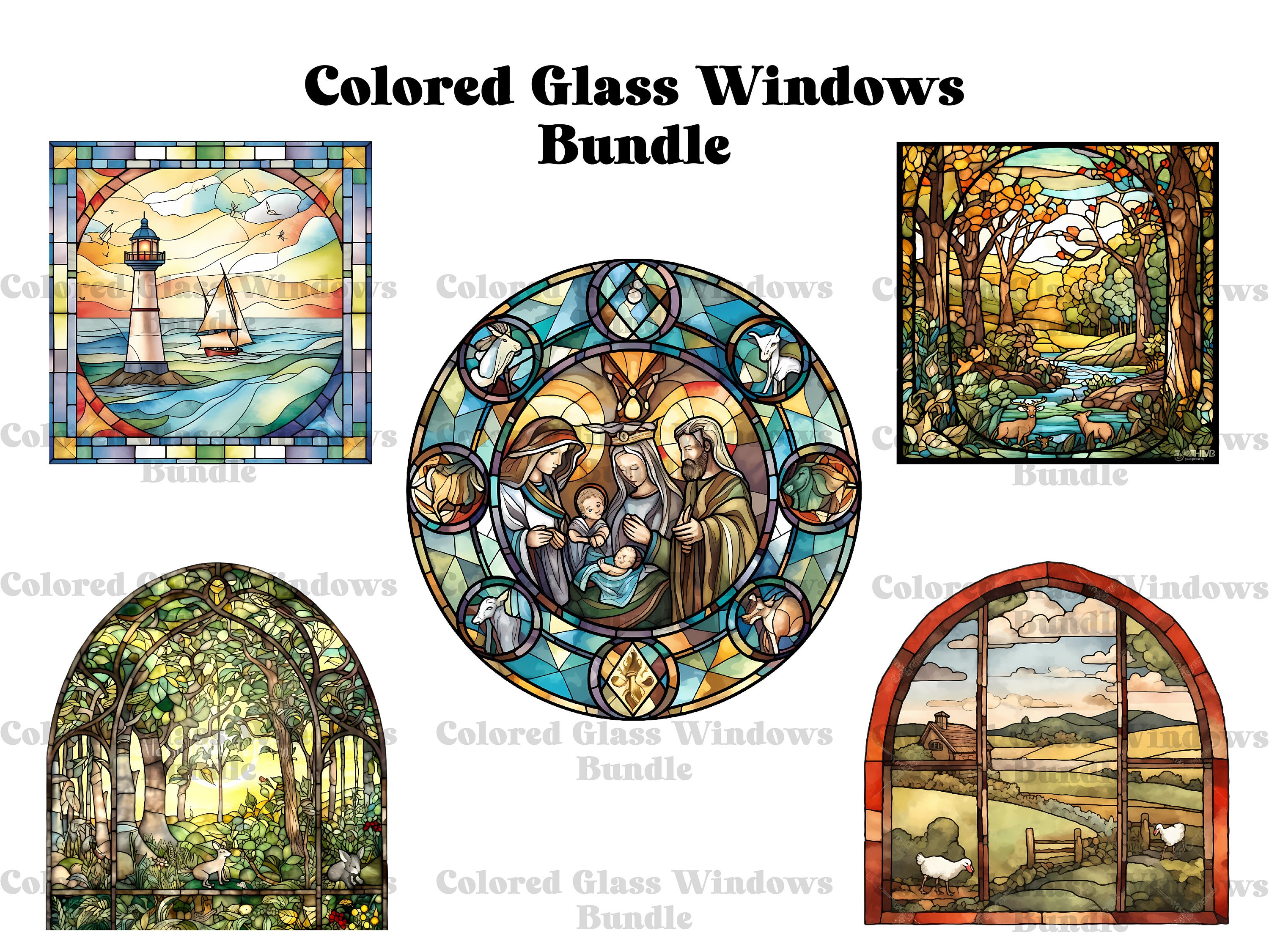 Stained Glass Windows Clipart Bundle 26 Stained Glass - Etsy Australia