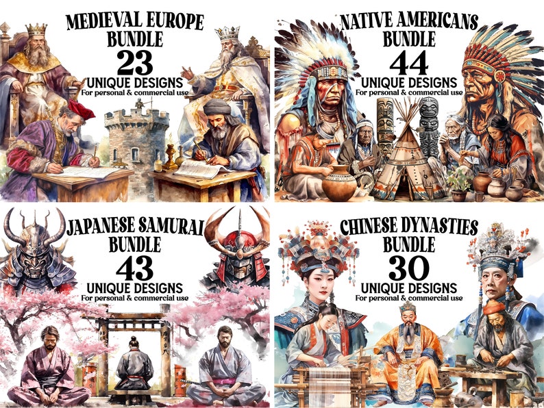 Civilization Mega Bundle Clipart Collection 390 Pngs of Pirates, Romans ...