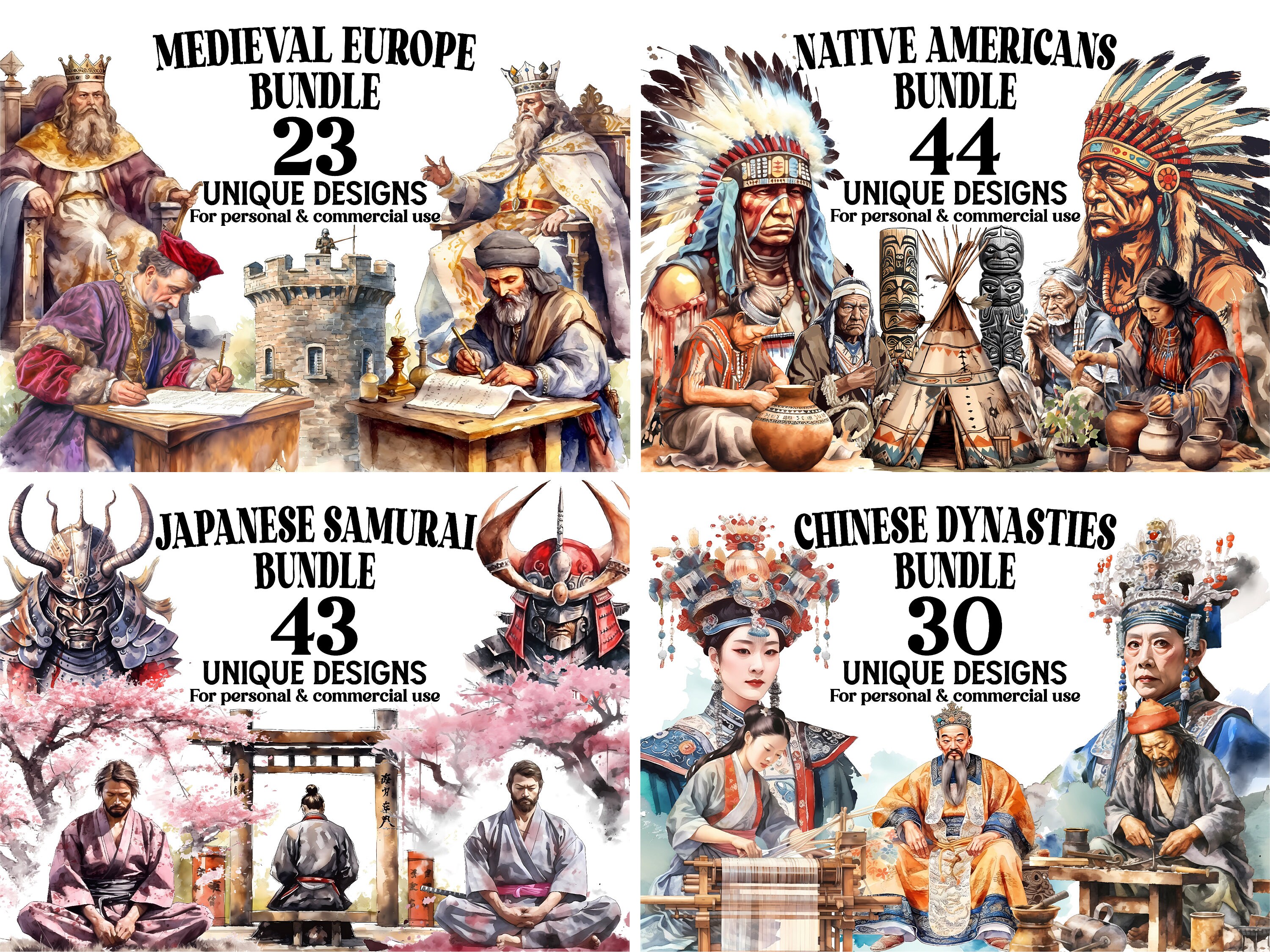 Civilization Mega Bundle Clipart Collection 390 Pngs of Pirates, Romans ...