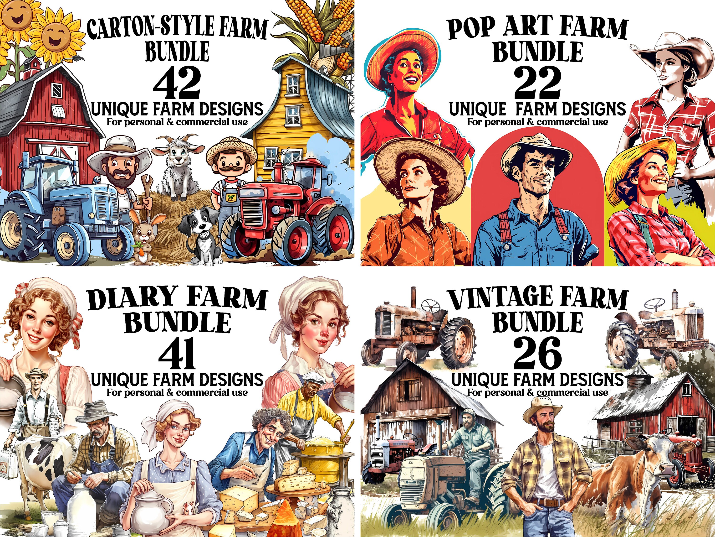 Farm Mega Bundle 372 Farmer Designs as Watercolor Pngs Ultimate Farming ...