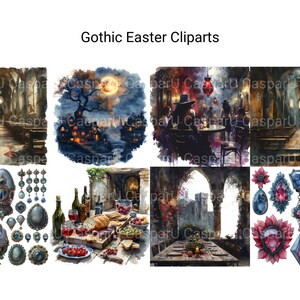 Gothic Easter Clipart Bundle - 51 Watercolor Easter Pngs - Digital ...