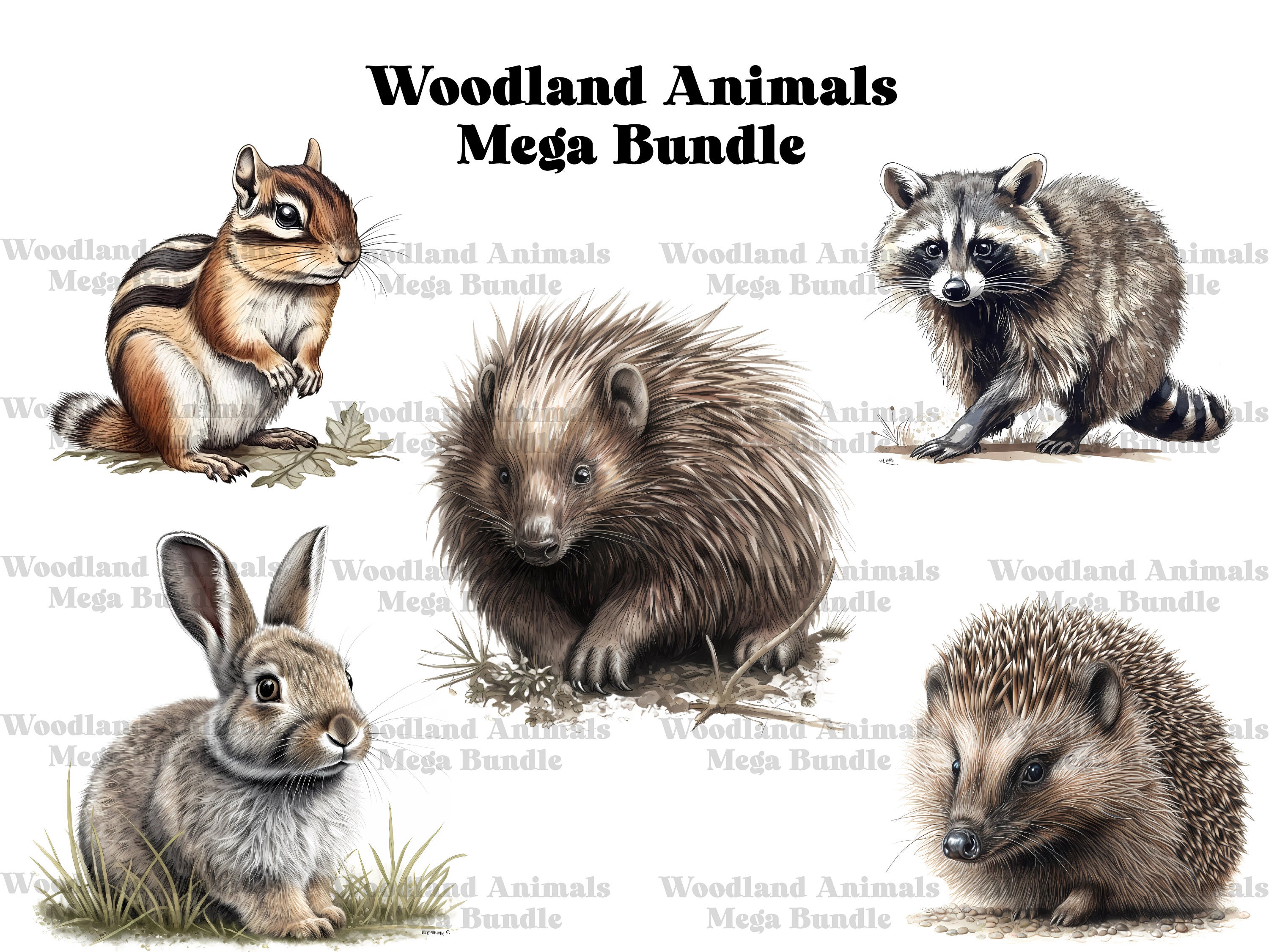 Woodland Animal Clipart Big Bundle 33 Forest Animal Pngs Digital ...