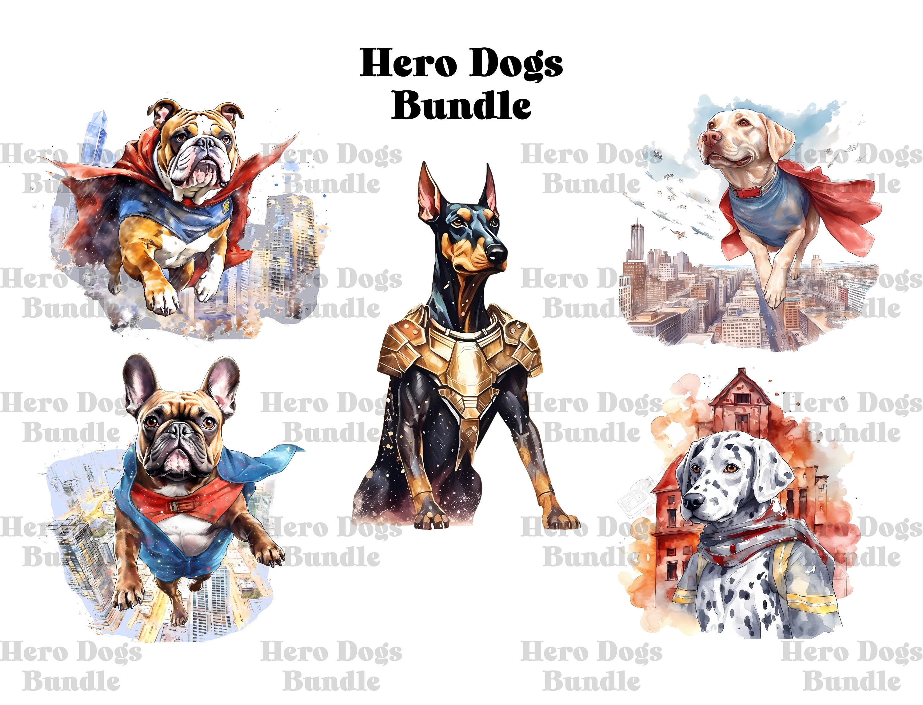 Paquete de imágenes prediseñadas de Hero Dog 16 perros héroe - Etsy España