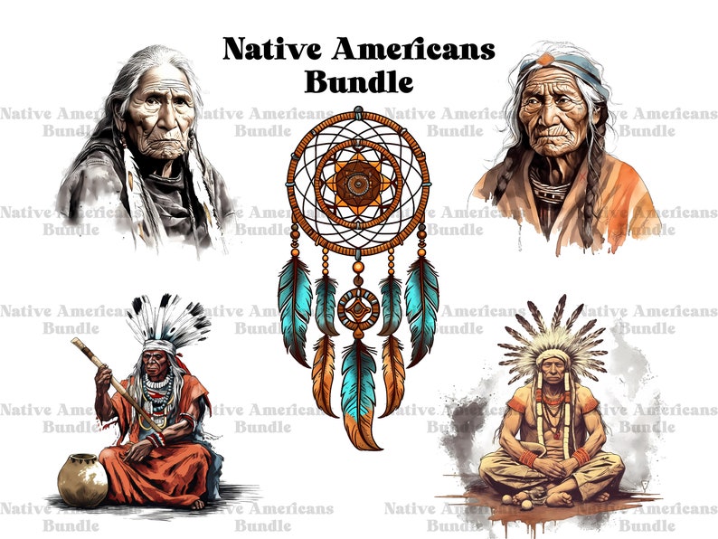 Native Americans Clipart Big Bundle - 44 Watercolor Native Americans ...