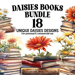 Daisies Book Clipart Big Bundle 18 Watercolor Daisies Books - Etsy