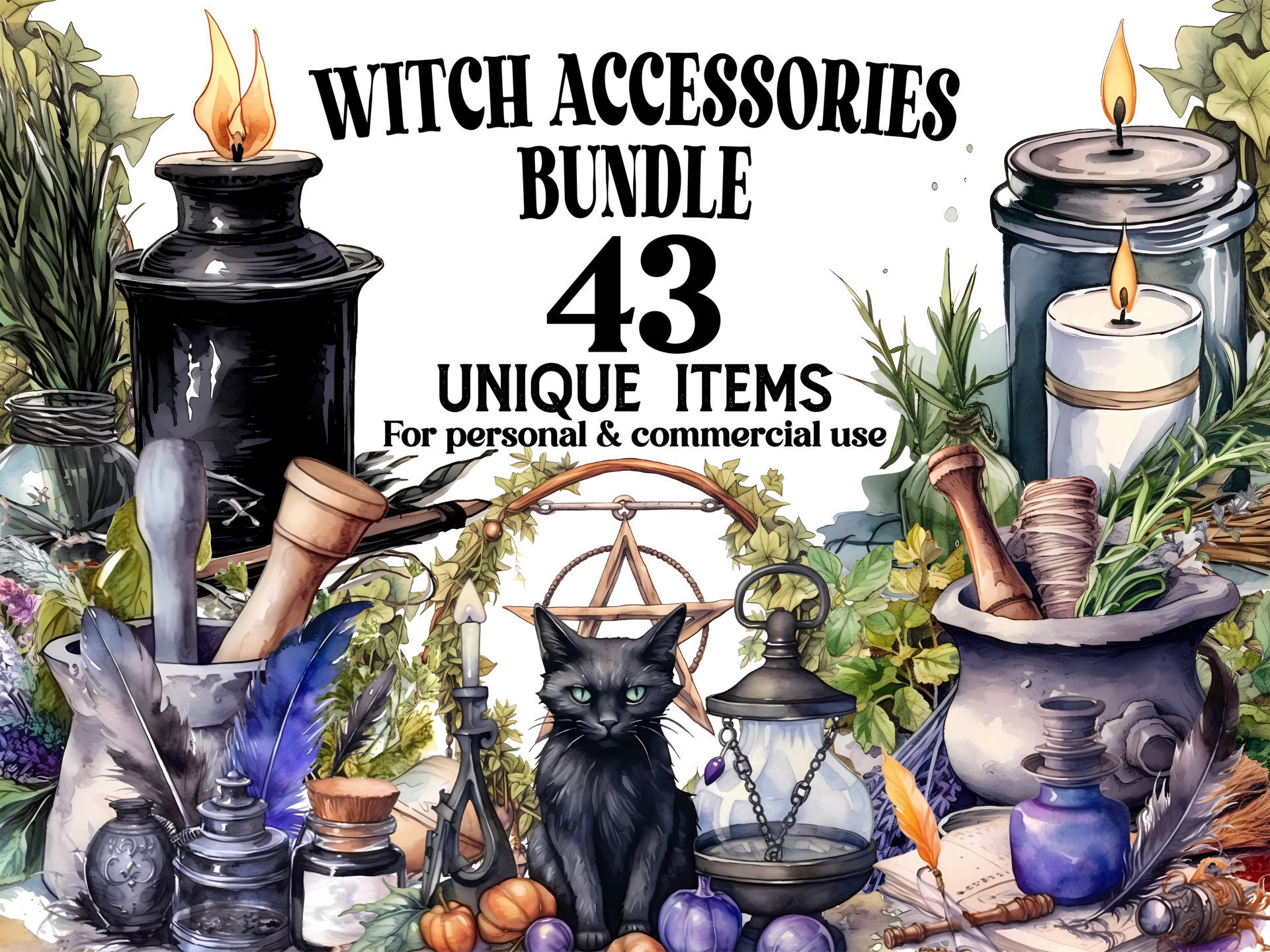 Witch Accessories Clipart Big Bundle 43 Witch Item Pngs - Etsy