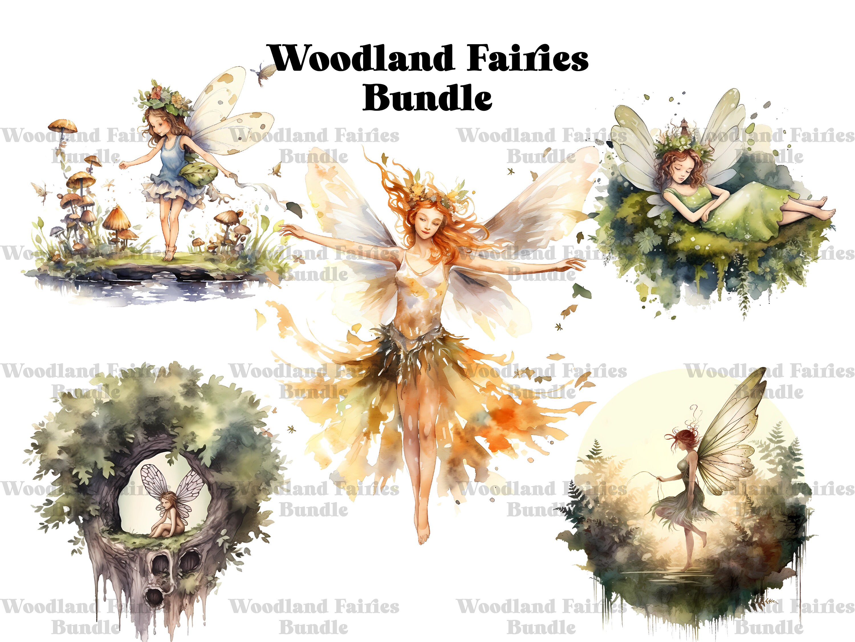 Woodland Fairy Clipart Bundle 25 Woodland Fairies PNG - Etsy