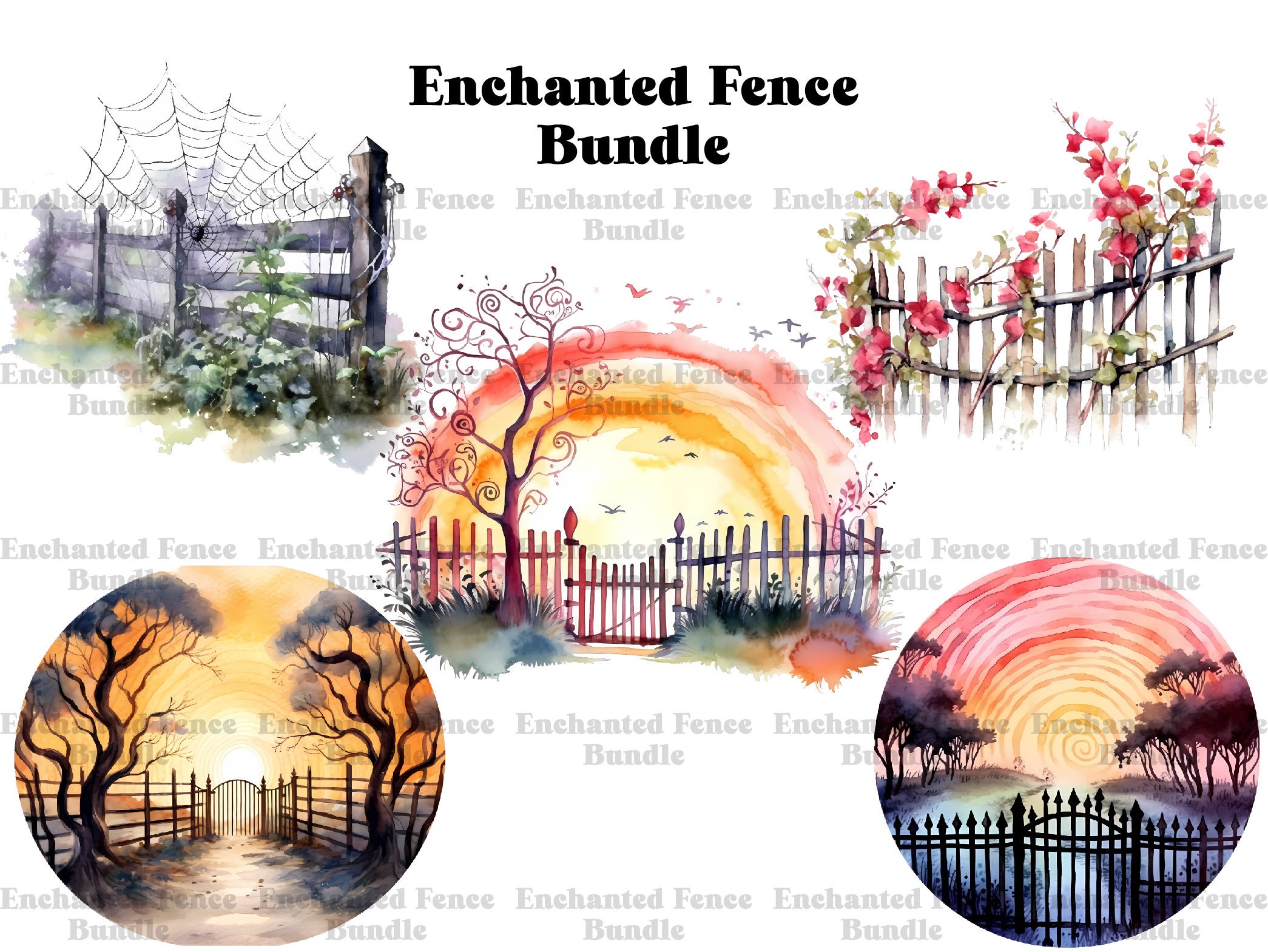 Enchanted Fence Clipart Bundle 13 Magic Fences PNG Fantasy Clip Art ...