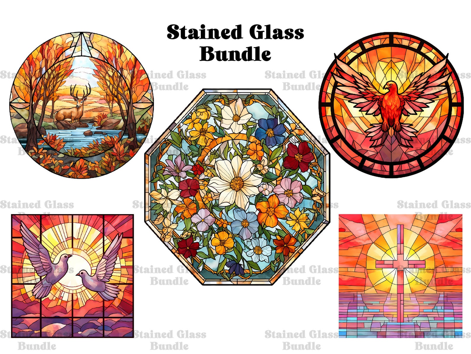 Stained Glass Windows Clipart Bundle 26 Stained Glass - Etsy