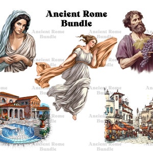 Ancient Rome Clipart Bundle - 35 Watercolor Ancient Rome Pngs - Digital ...