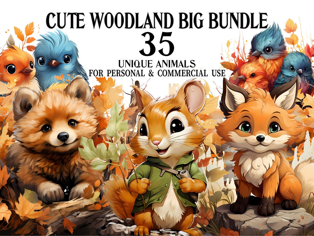 Cute Woodland Animal Clipart Big Bundle - 35 Forest Animal PNG ...