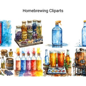 Homebrewing Clipart Bundle - 68 Watercolor Hobby and Craft Pngs ...
