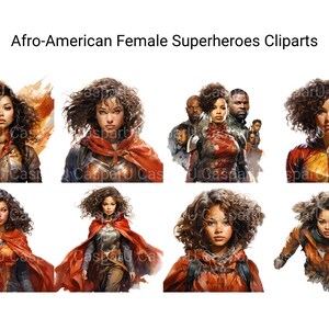 Afro-american Female Superheroes Clipart Bundle - 58 Afro American Art ...