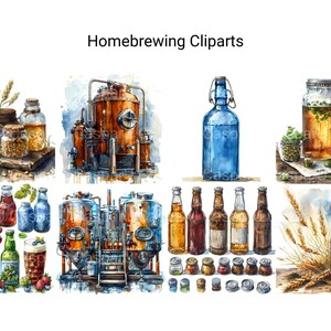 Homebrewing Clipart Bundle - 68 Watercolor Hobby and Craft Pngs ...