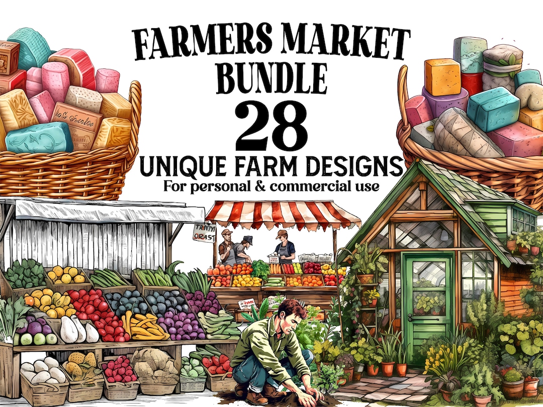 Farmers Market Clipart Bundle - 28 Farm Market Pngs - Digital Download ...
