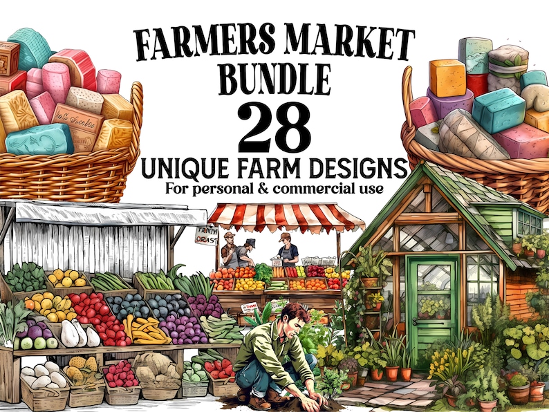 Farmers Market Clipart Bundle - 28 Farm Market Pngs - Digital Download ...