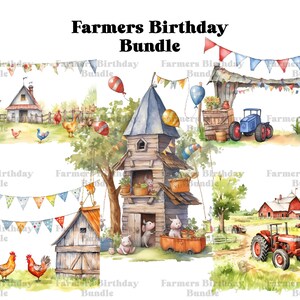 Farm Birthday Clipart Bundle - 23 Farmers Birthday PNG - Clip Art ...