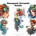 Steampunk Mermaid Clipart Bundle 22 Steampunk Mermaids as Watercolor ...