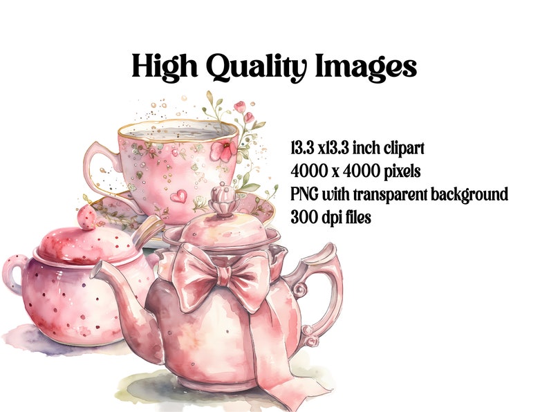 Pink Tea Party Mega Clipart Bundle 63 Afternoon Tea Time Watercolor ...