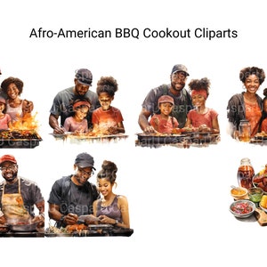 Afro-american BBQ Cookout Clipart Bundle - 33 Afro American Art Pngs ...