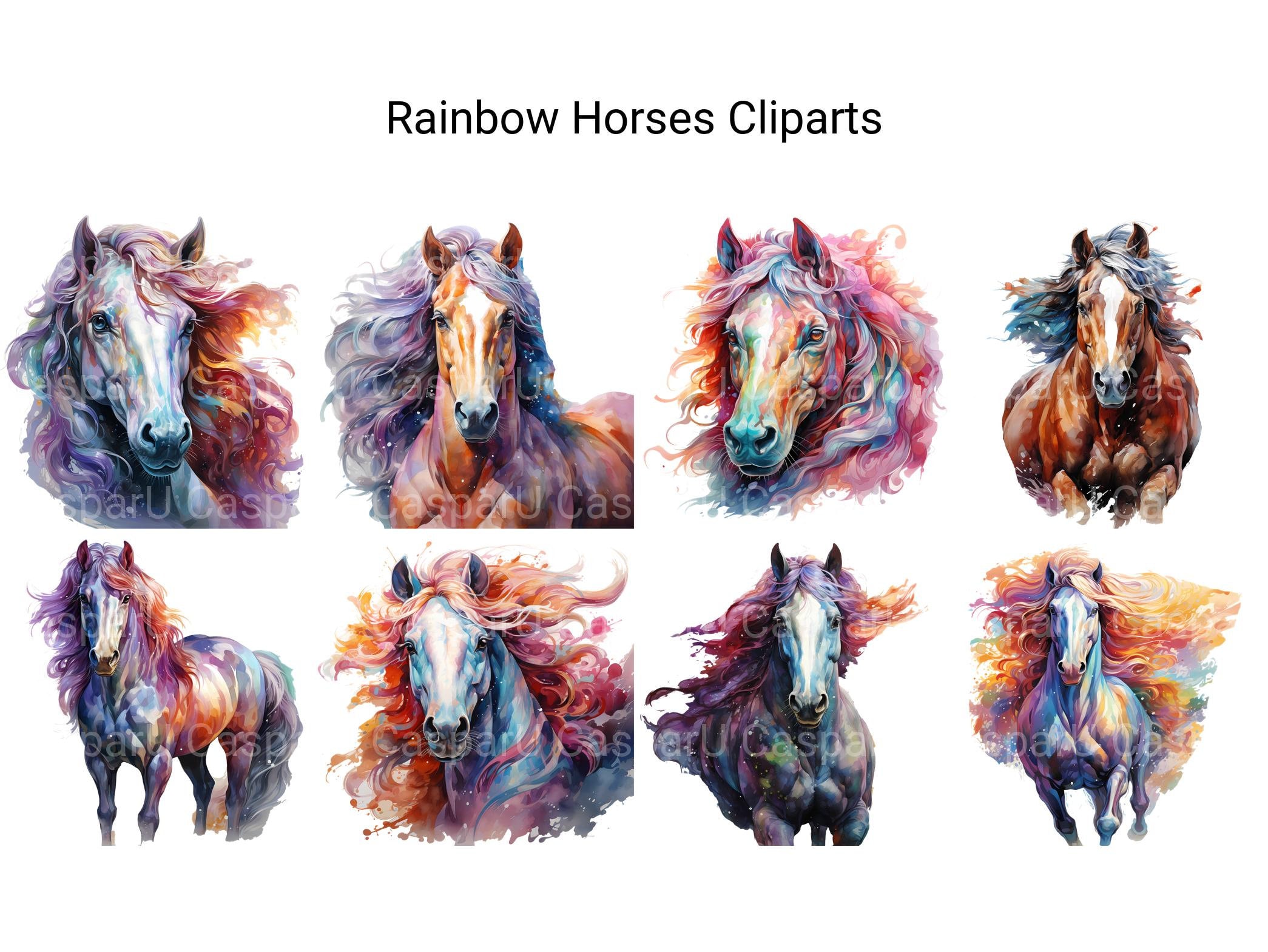 Rainbow Horses Clipart Bundle - 44 Farming Horses Pngs - Digital ...