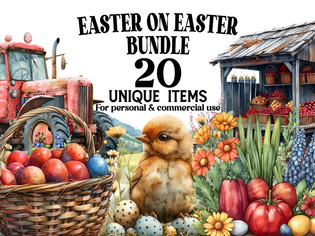 Easter on Easter Clipart Bundle - 20 Watercolor Easter Pngs - Digital ...