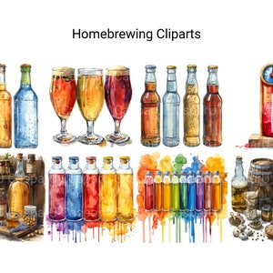 Homebrewing Clipart Bundle - 68 Watercolor Hobby and Craft Pngs ...