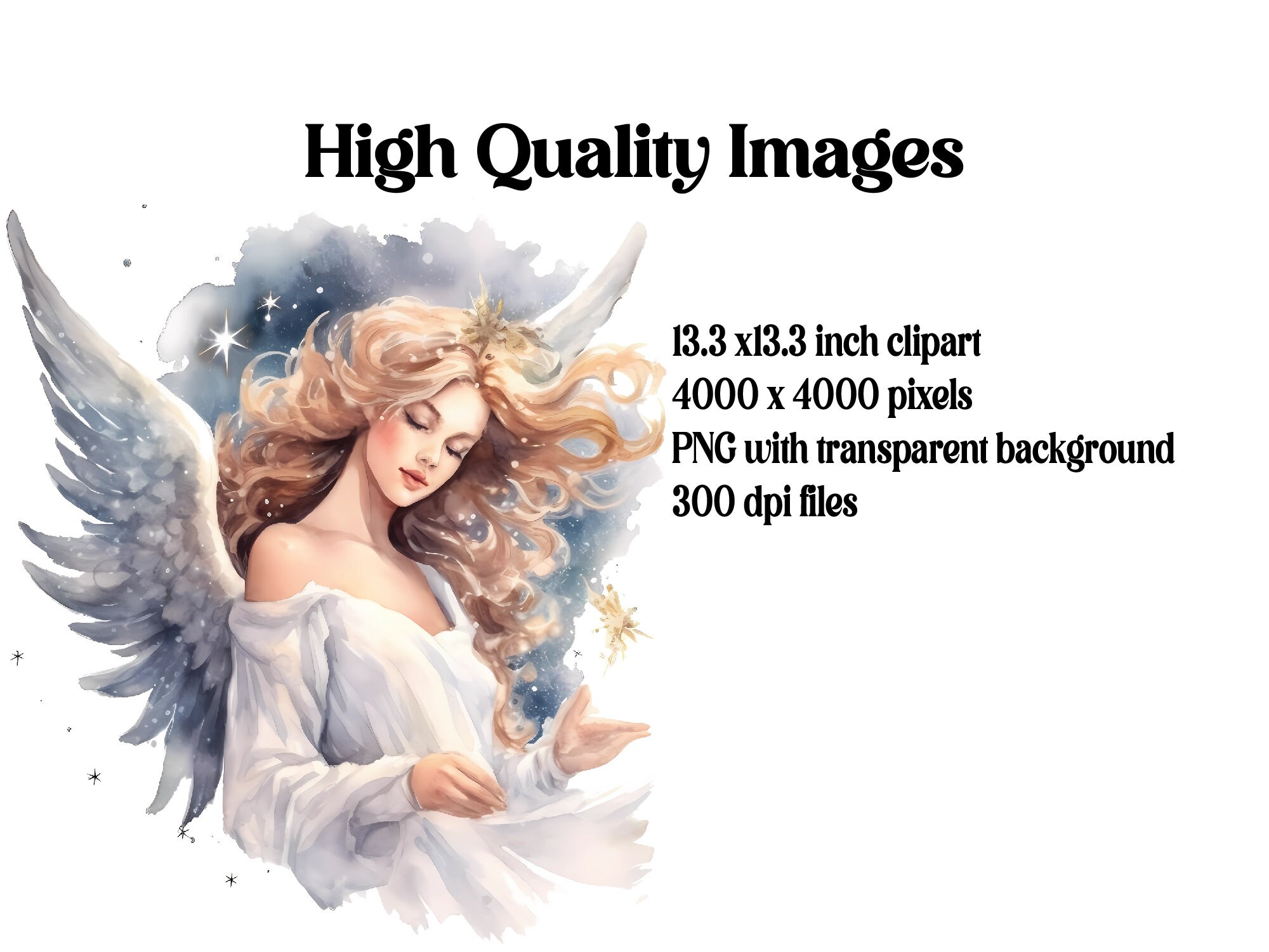 Moon Angel Clipart Bundle 14 Moon Angels as Watercolor Pngs Angel Clip ...