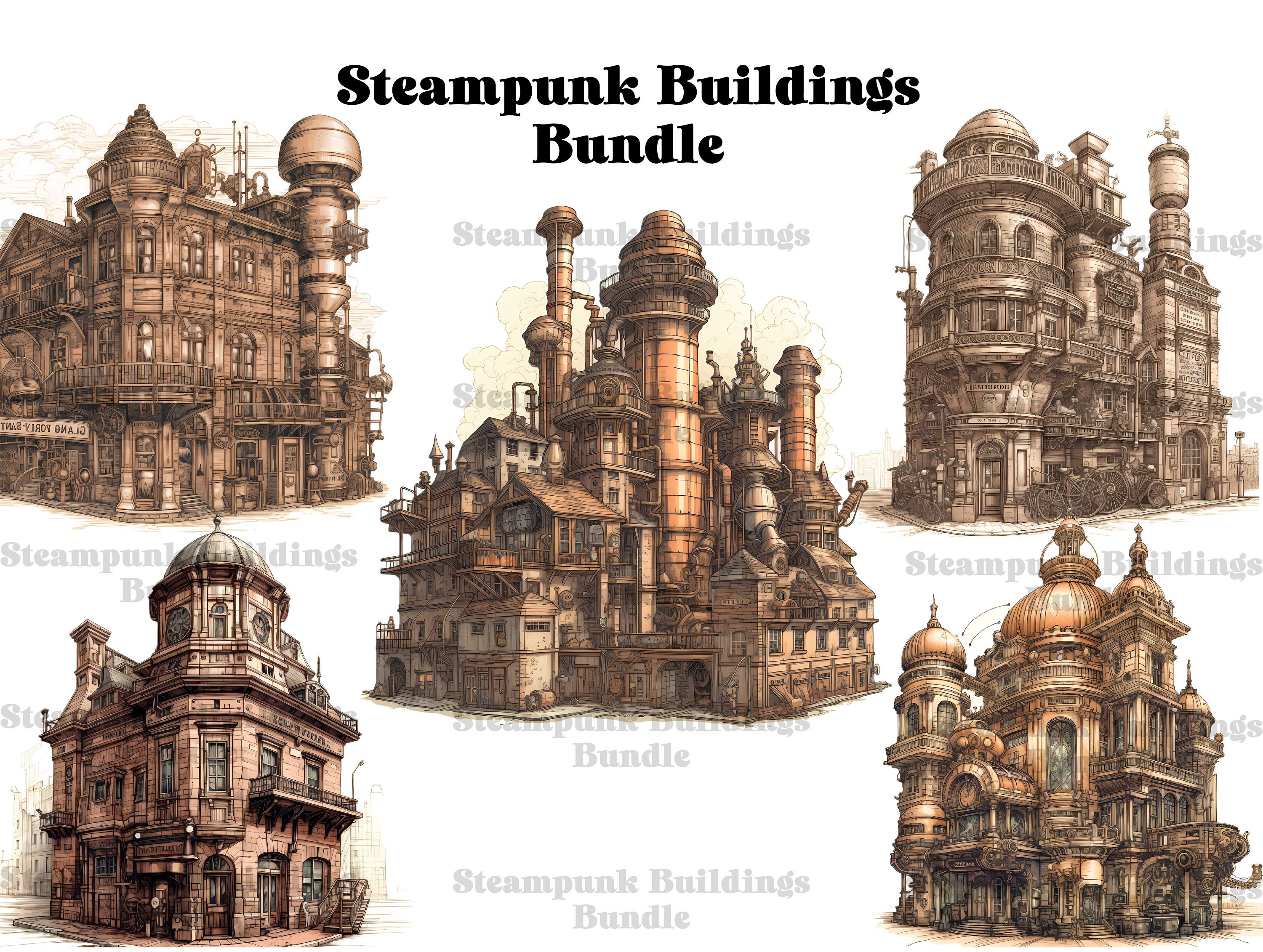 26 Steampunk Building Clipart Steampunk Building Pngs Perfect for Home ...