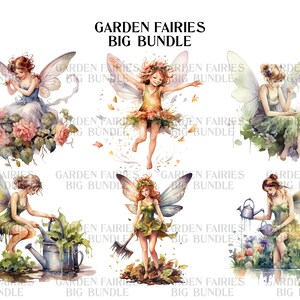 Garden Fairy Big Clipart Bundle - 44 Garden Fairies Pngs - Digital ...