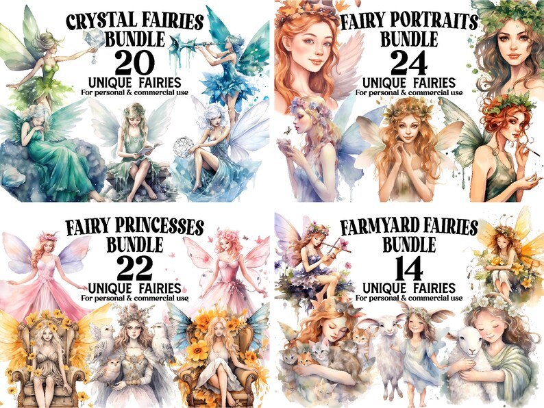 Fairy Mega Bundle 424 Fairies as Watercolor Pngs Ultimate Fairy Clip ...