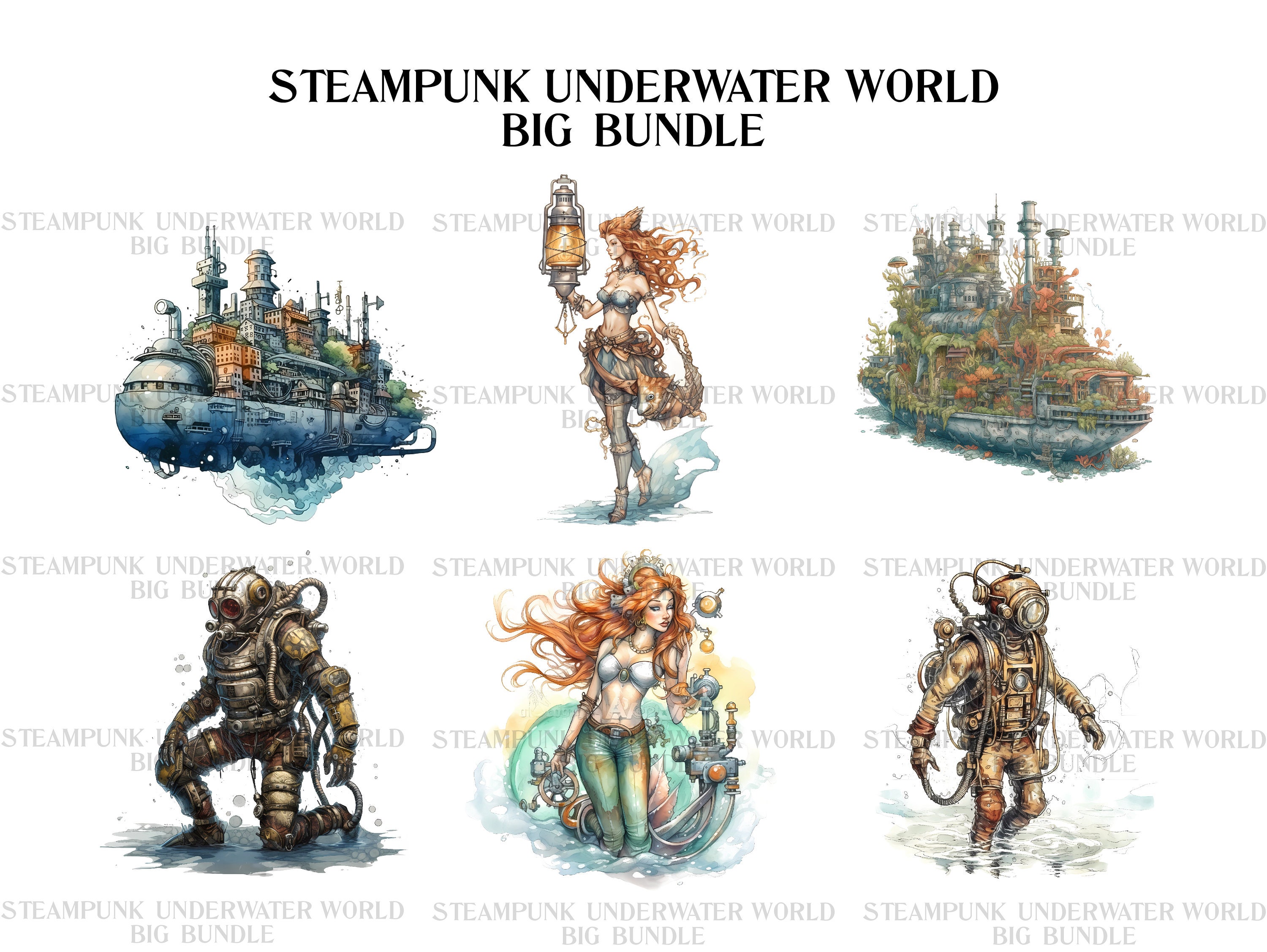 Steampunk Underwater Clipart 37 Steampunk Water World Pngs - Etsy