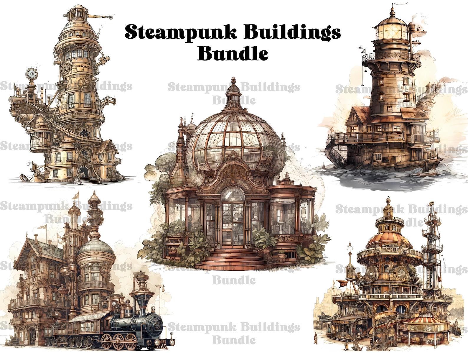 26 Steampunk Building Clipart Steampunk Building Pngs Perfect for Home ...