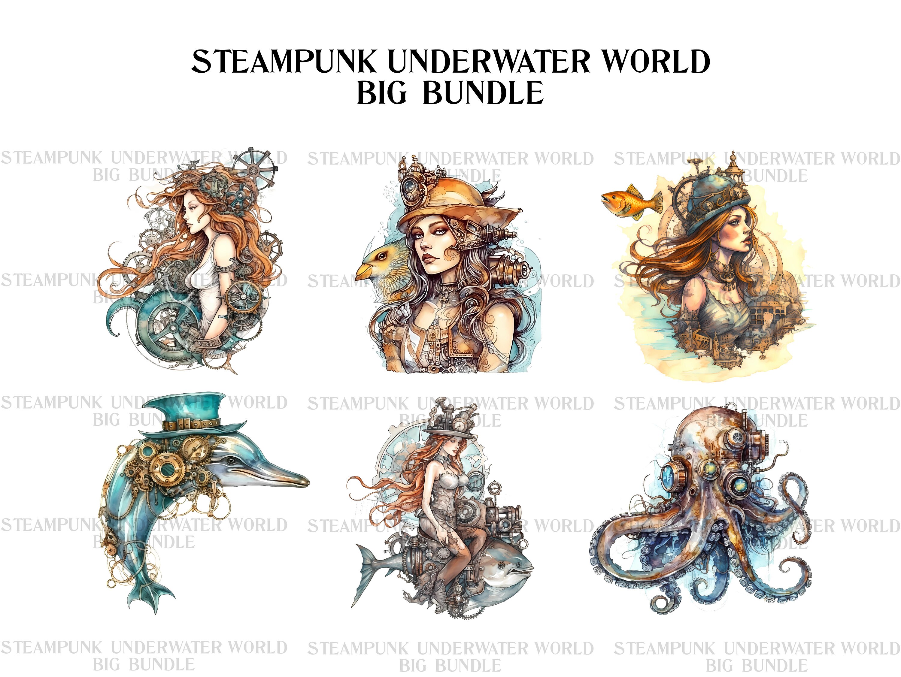 Steampunk Underwater Clipart 37 Steampunk Water World Pngs - Etsy