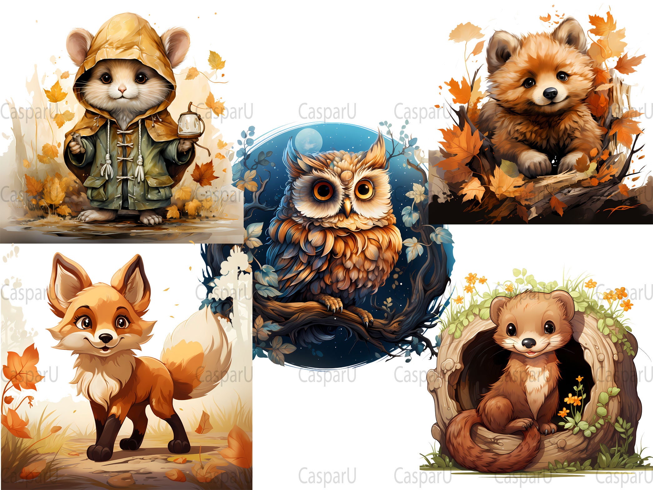 Cute Woodland Animal Clipart Big Bundle - 35 Forest Animal PNG ...