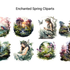 Enchanted Spring Clipart Bundle - 84 Watercolor Pngs - Digital Drawings ...