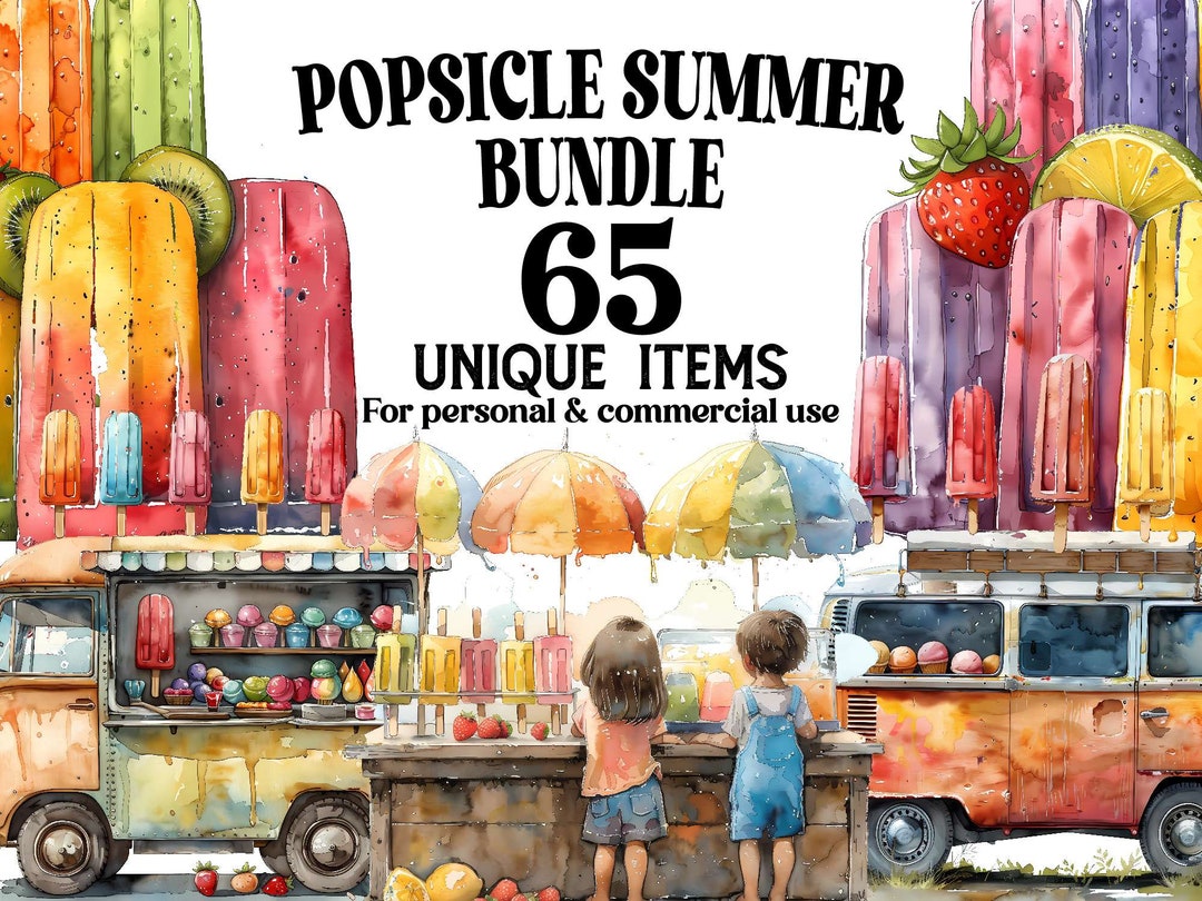 Popsicle Summer Clipart Bundle 65 Summer Watercolor Pngs Digital ...