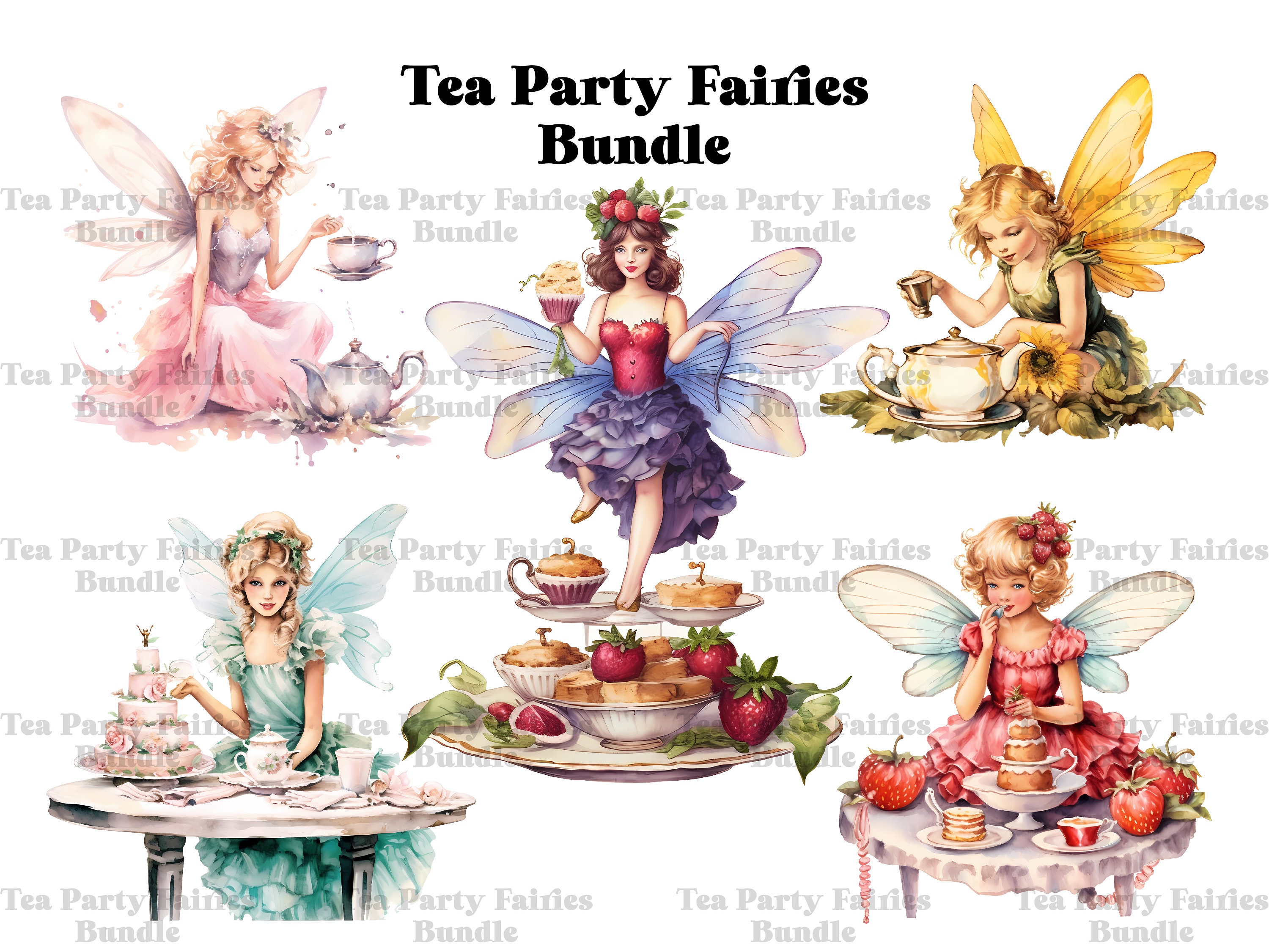 Tea Party Fairy Clipart Bundle 21 Tea Party Fairies Pngs Digital ...