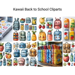 Kawaii Back to School Clipart Bundle 80 Watercolor Pngs Digital ...