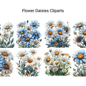 Daisies Flowers Clipart Bundle - 80 Watercolor Floral Pngs - Digital ...