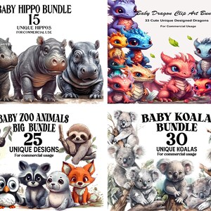 MEGA Cute Animals Clipart Bundle - 705 Cute Cartoon Animals as ...