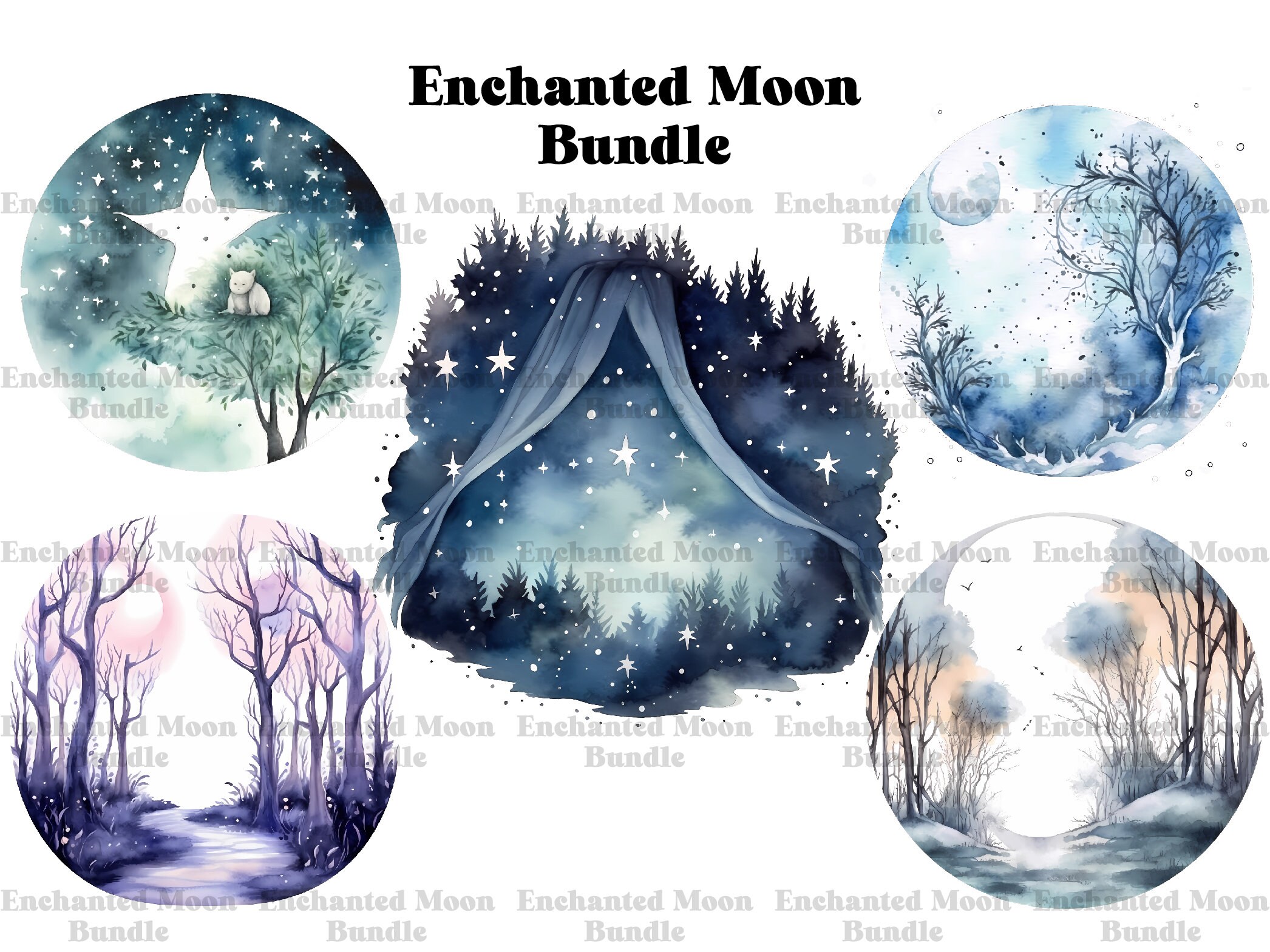Enchanted Moon Clipart Bundle 27 Magic Moon PNG Fantasy Moon Clip Art ...