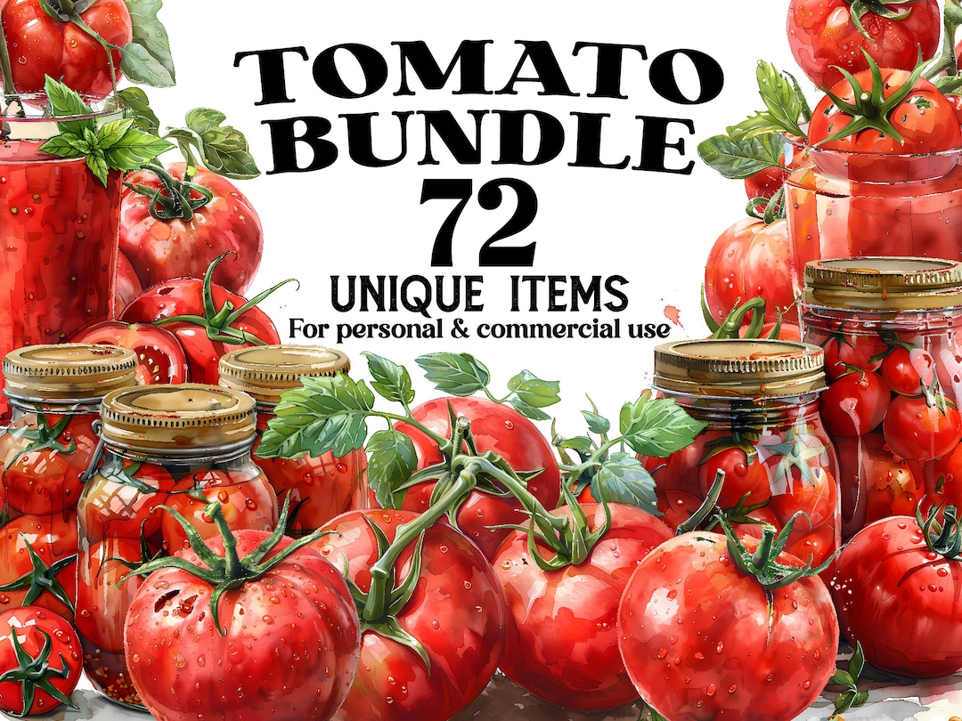 Tomato Clipart Bundle - 72 Fruits Watercolor Pngs - Digital Download ...