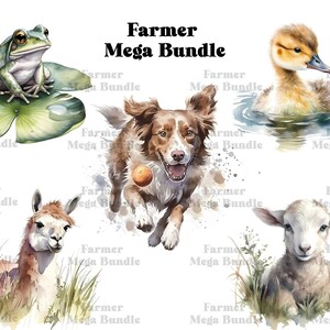 Farming Clipart Big Bundle - 31 Watercolor Farming Animals Pngs for ...