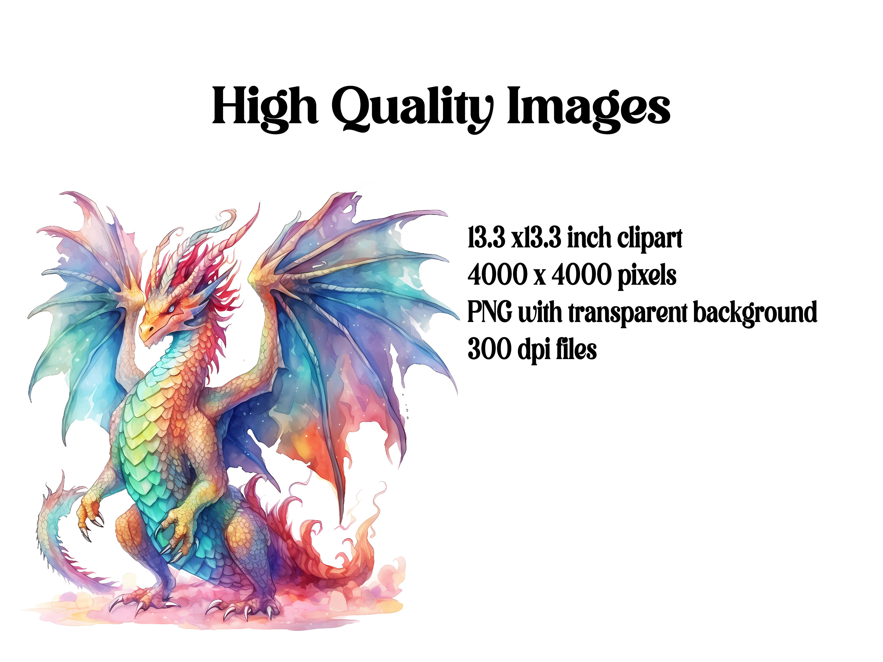 Rainbow Dragon Clipart Bundle - 35 Rainbow Dragons Pngs With ...