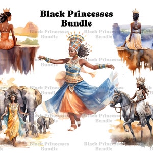 Black Princess Clipart Bundle - 33 Black Princesses Pngs - Digital ...