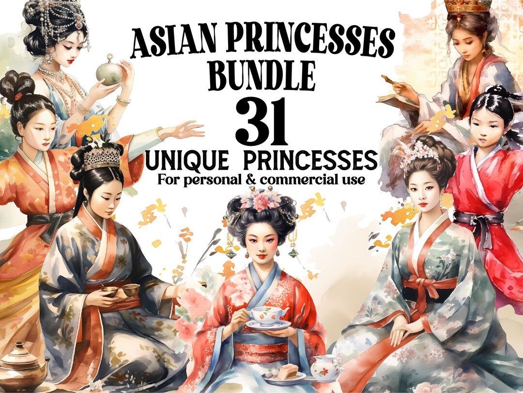 Asian Princess Clipart Bundle - 31 Princesses Pngs - Digital Download ...