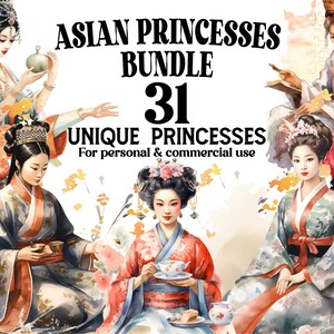 Asian Princess Clipart Bundle - 31 Princesses Pngs - Digital Download ...