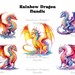 Rainbow Dragon Clipart Bundle 35 Rainbow Dragons Pngs With Transparent ...